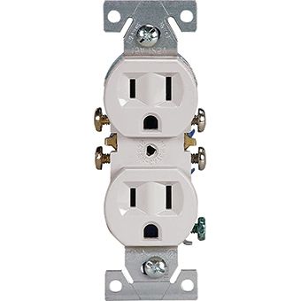 RECEPTÁCULO DUPLEX Y SUJETADOR BLANCO 2P 3H 15A 125V